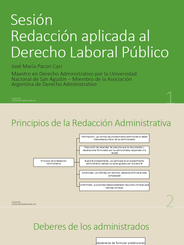 Redacción Aplicada Al Derecho Laboral Público - Diapositivas - Autor José María Pacori Cari ...