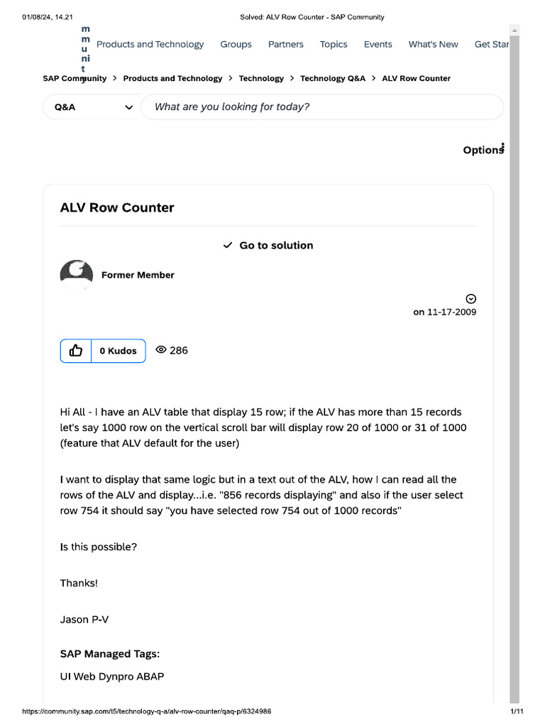 Solved_ ALV Row Counter - SAP Community | PDF