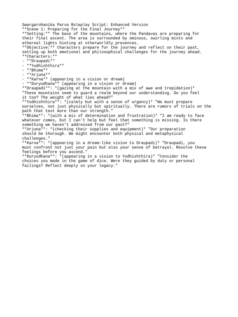 Eng Roleplay Script | PDF | Mahabharata