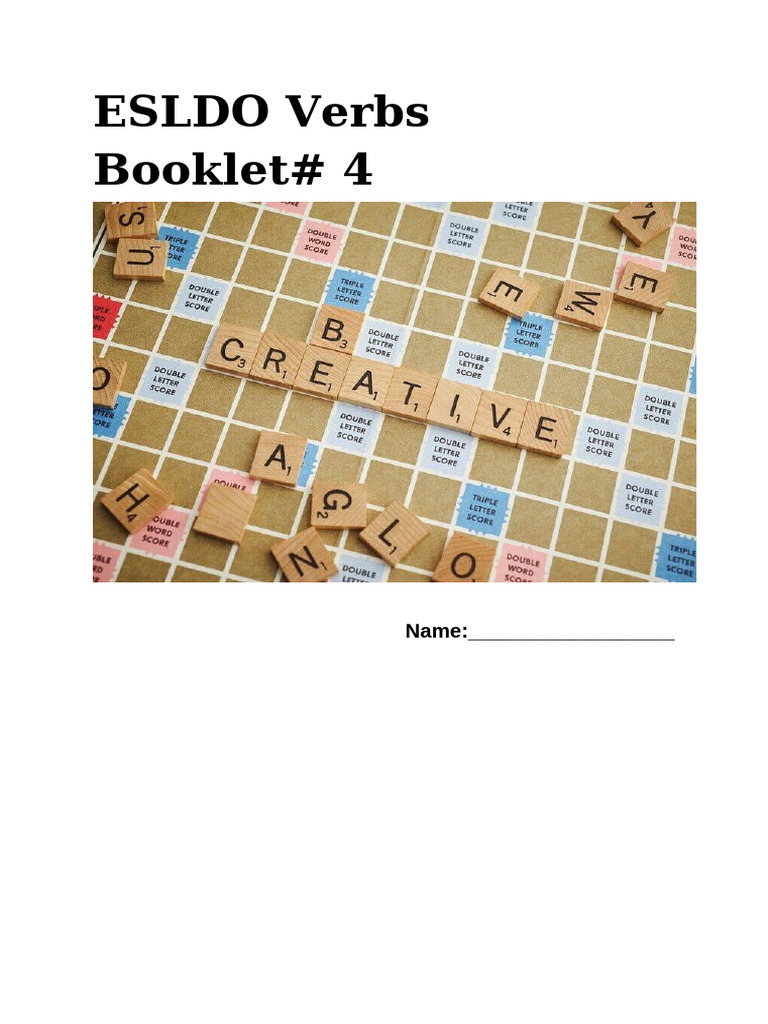 ESLDO Verbs Booklet# 4 | PDF