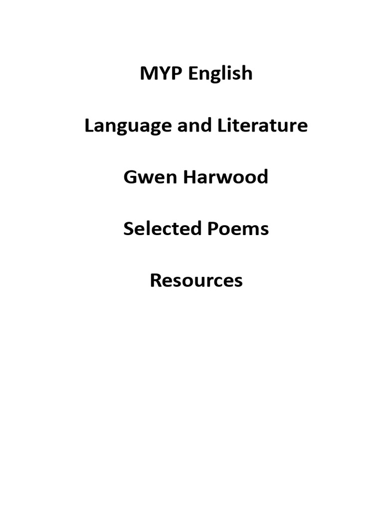 IB MYP Gwen Harwood Poetry Resources | PDF