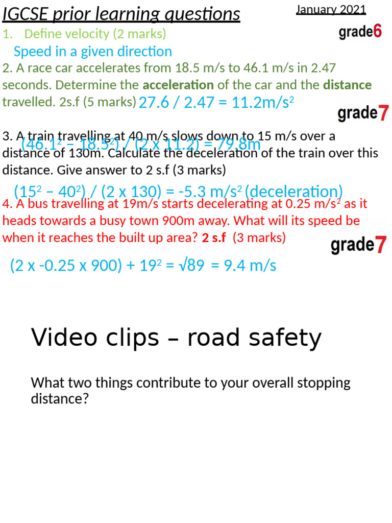 Stopping Distance and Terminal Velocity | PDF | Friction | Force