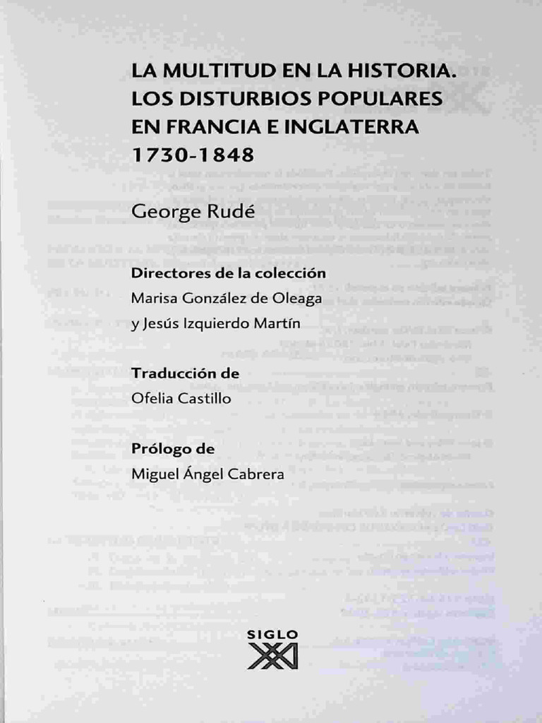 George Rudé - La Multitud en La Historia | PDF
