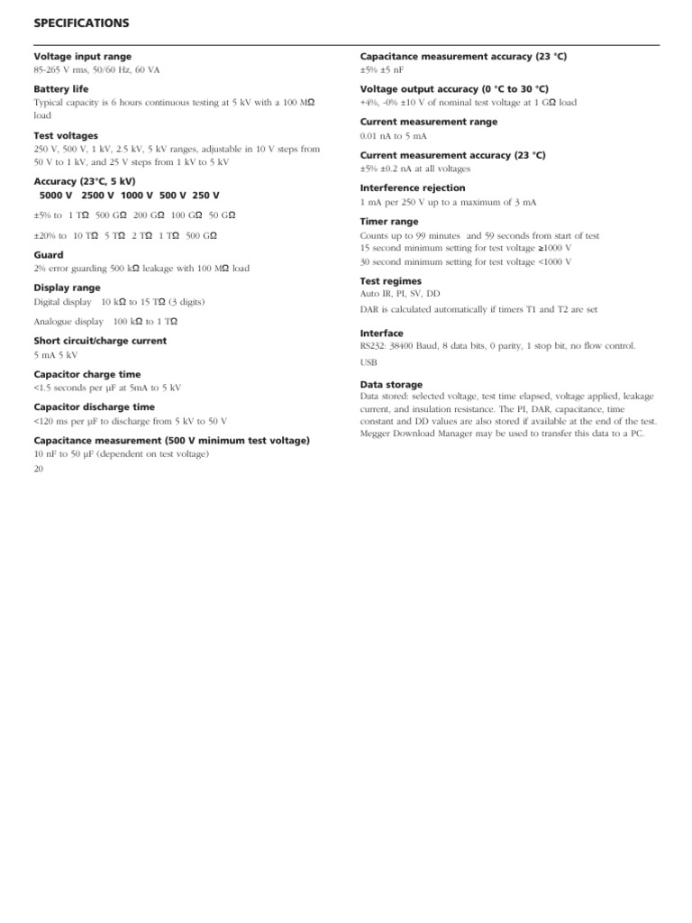 User manual Megger S1-552_2 (English - 24 pages) | PDF | Voltage ...