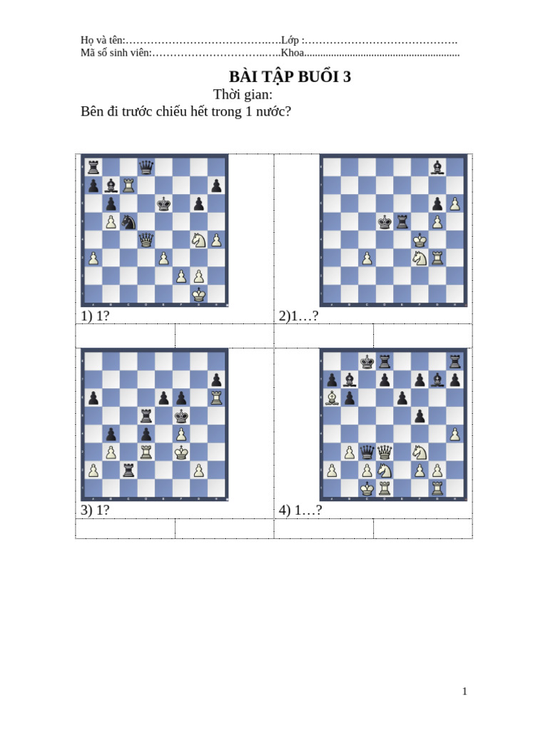 Phạm Cao Cường Bài Tập cờ Vua 2 | PDF