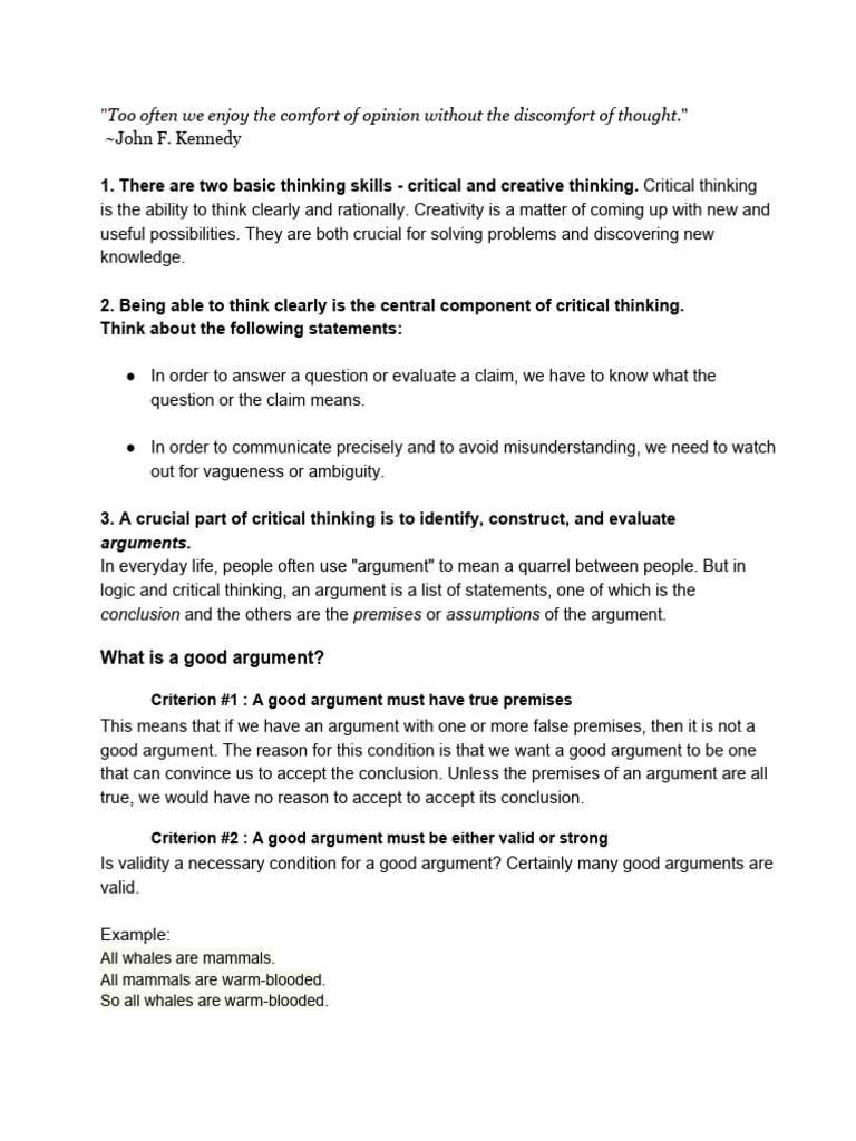 Introduction to Critical Thinking | PDF | Argument | Creativity