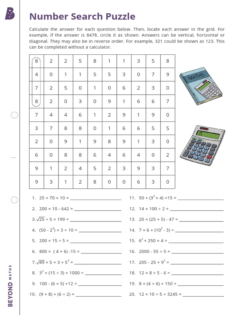 Number Search Puzzle | PDF