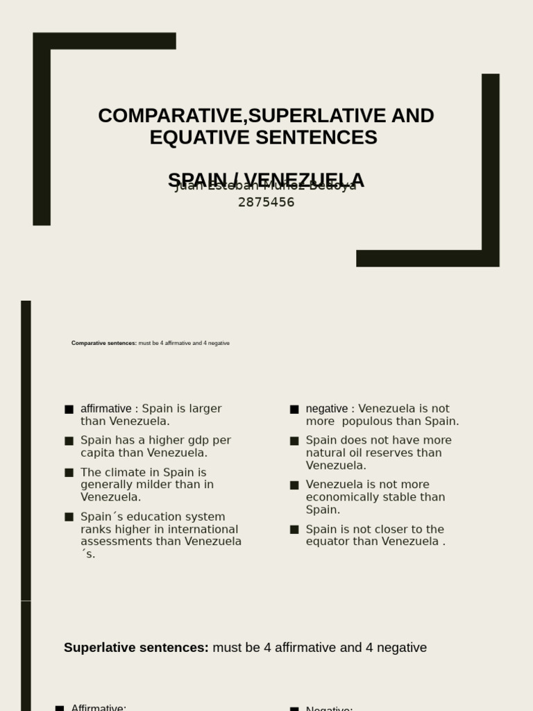 Comparative, Superlative and Equative Sentences | PDF | Venezuela | Spain
