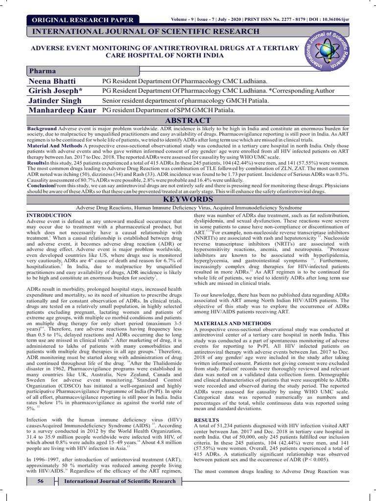 adverse-event-monitoring-of-antiretroviral-drugs-at-a-tertiary-care-hospital-of-north-india_July ...