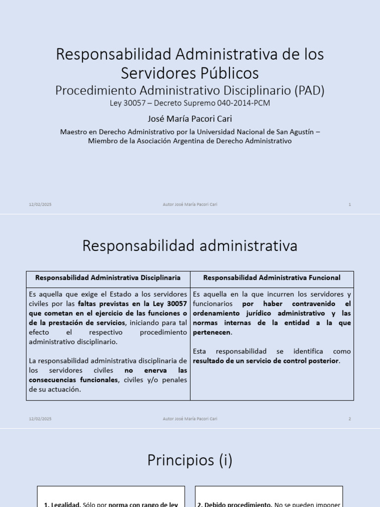 Sesión Procedimiento Administrativo Disciplinario 2025 - Autor José María Pacori Cari | PDF ...