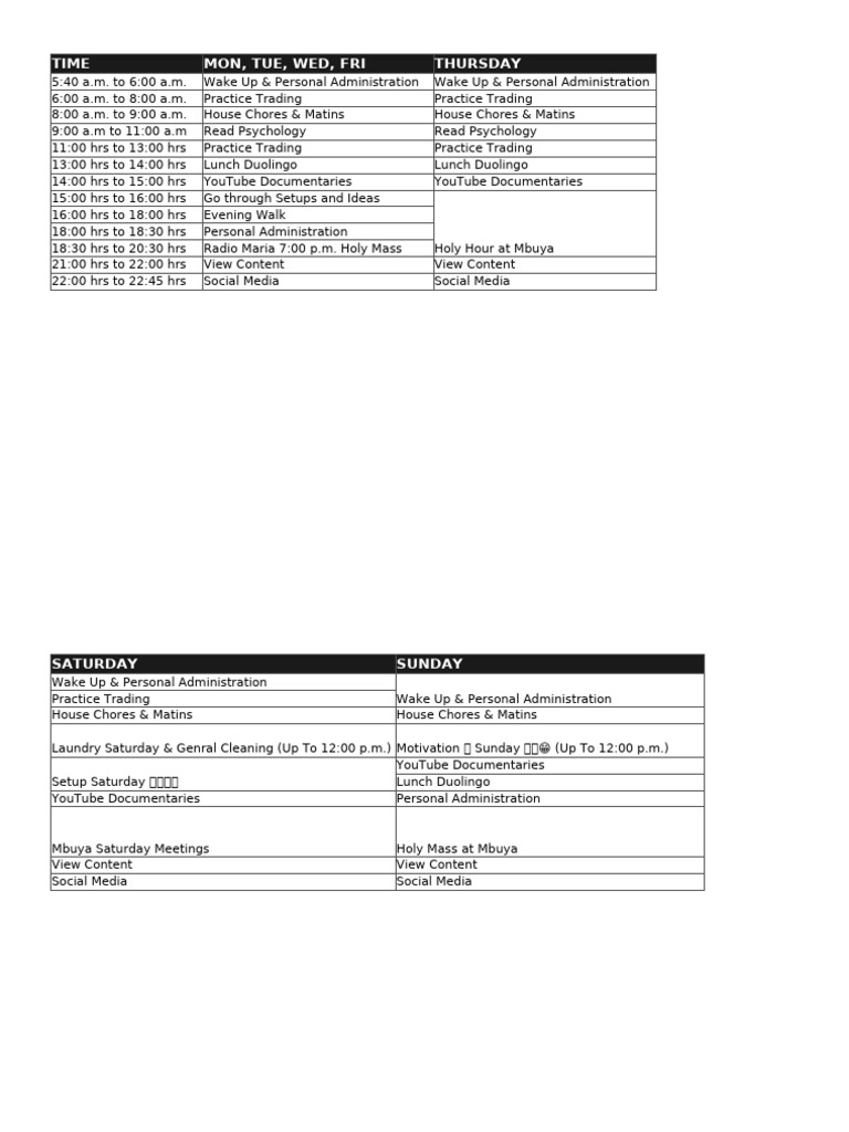 Personal Timetable | PDF