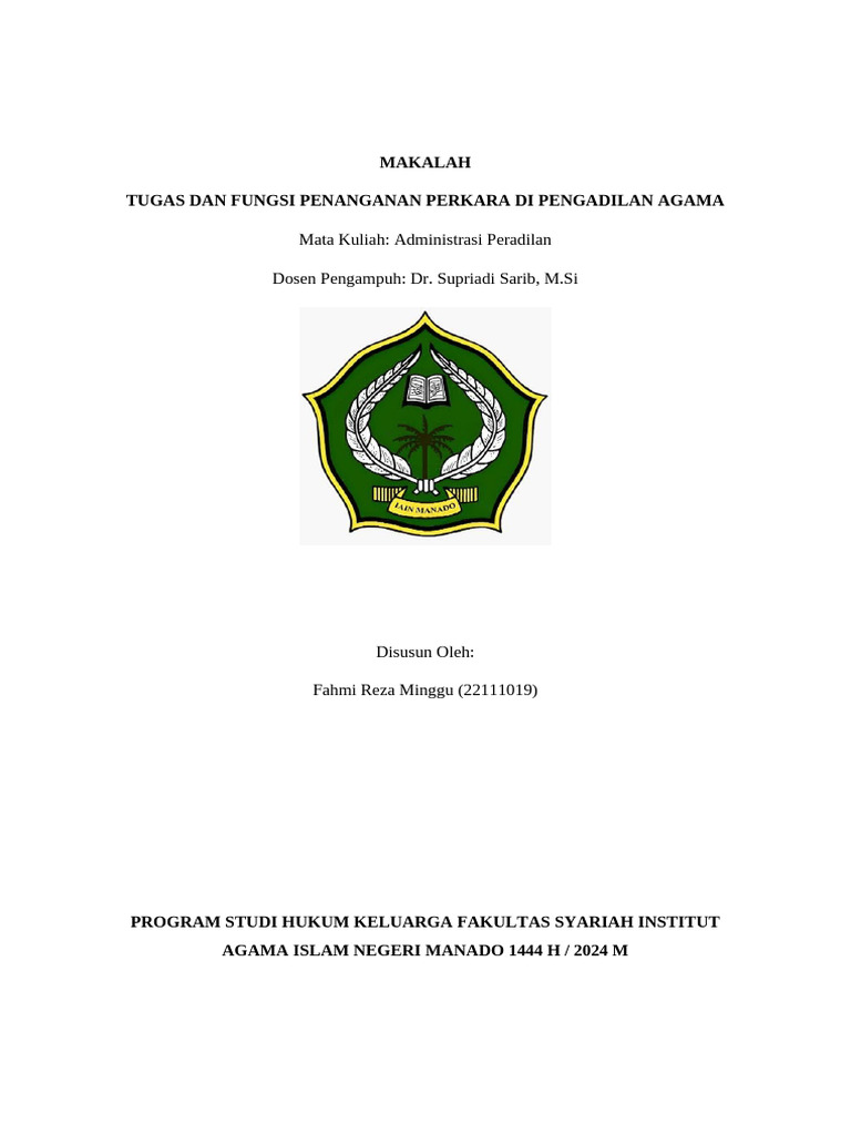 Makalah UTS Administrasi Peradilan | PDF