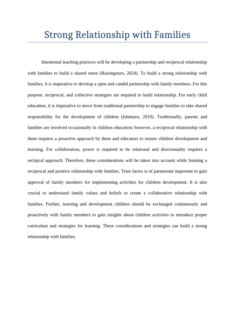 Strong Relationship With Families | PDF