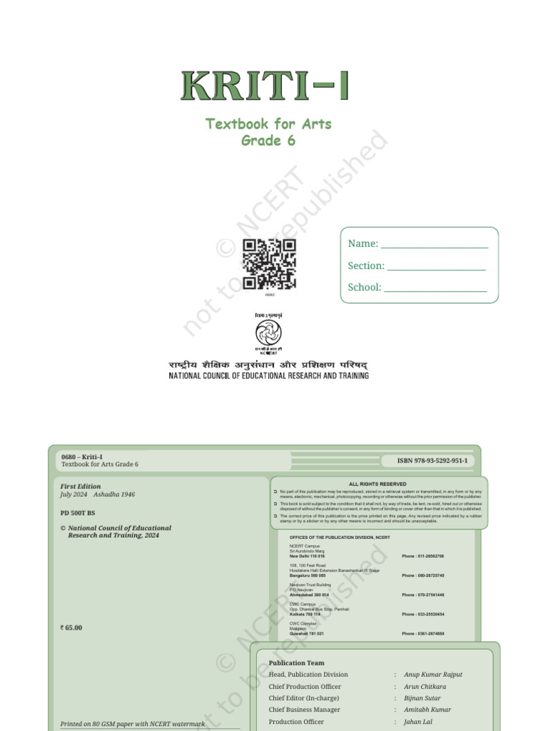 Kriti-I: Grade 6 Arts Textbook | PDF | Drawing | Still Life