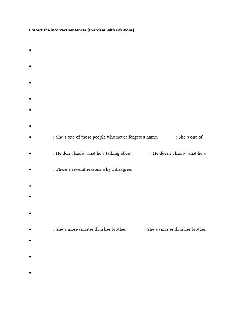 Correct The Incorrect Sentences | PDF