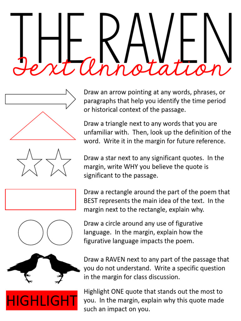 Annotating "The Raven" Guide | PDF | The Raven | Poems