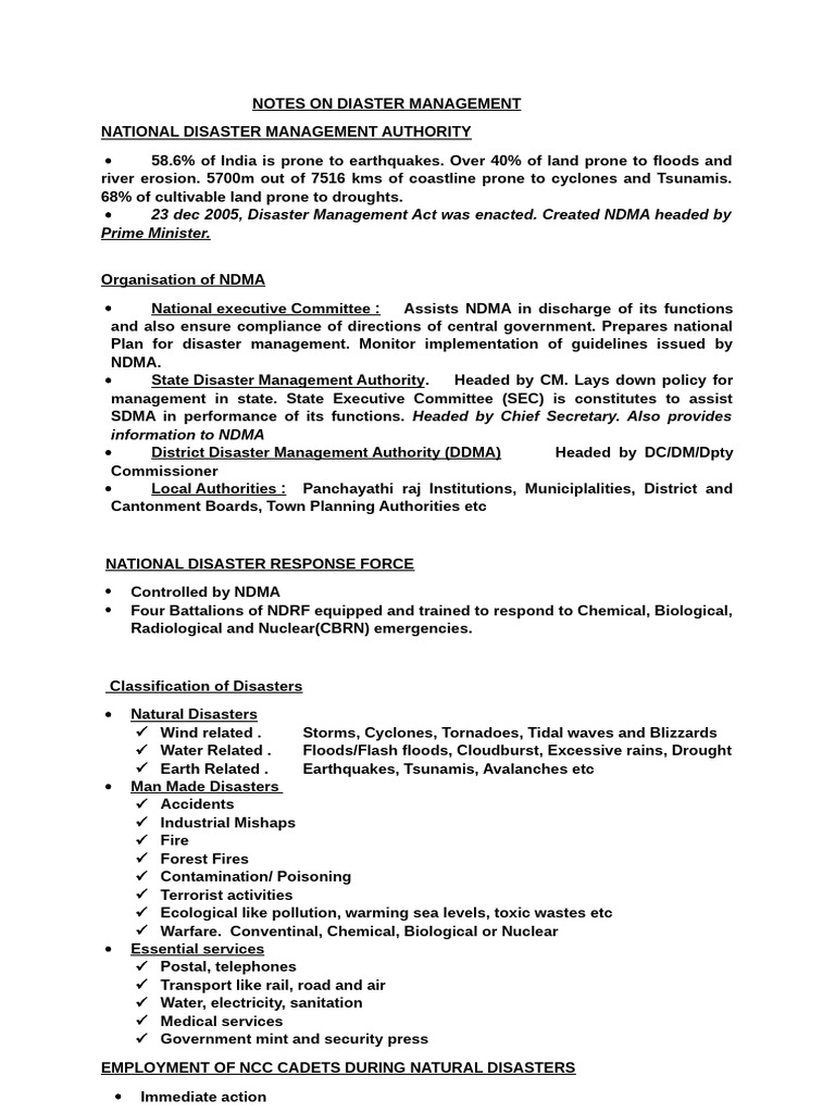 India's Disaster Management Framework | PDF | Natural Disasters ...