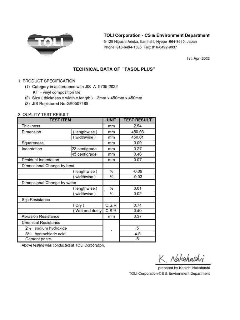 Technical Report Vinyl Flooring | PDF