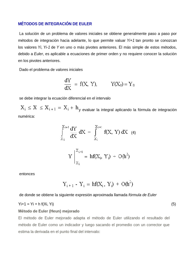 Métodos de Integración de Euler | PDF | Integral | Matemáticas