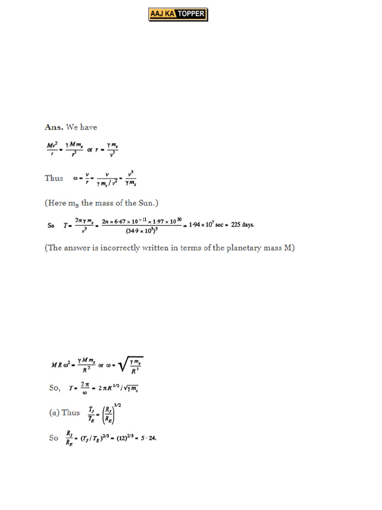 IE Irodov Chapter 4 Universal Gravitation Solutions For JEE Physics PDF | PDF | Orbit | Sphere