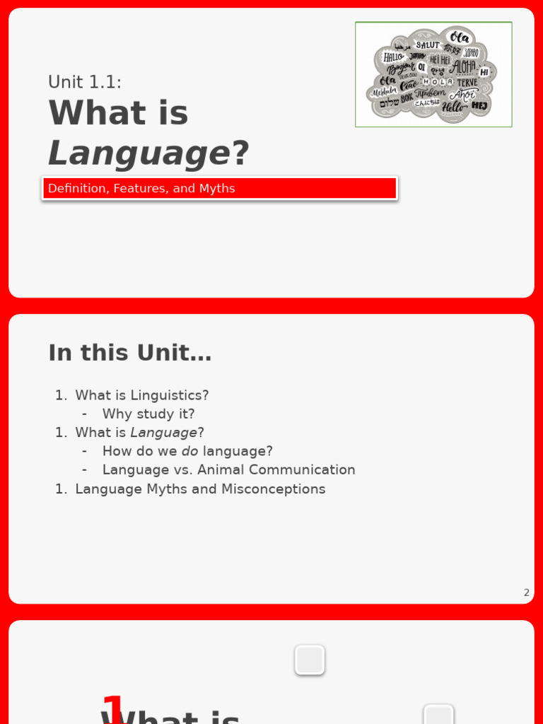 Unit 1.1 - What Is Language | PDF | Sign Language | Linguistics