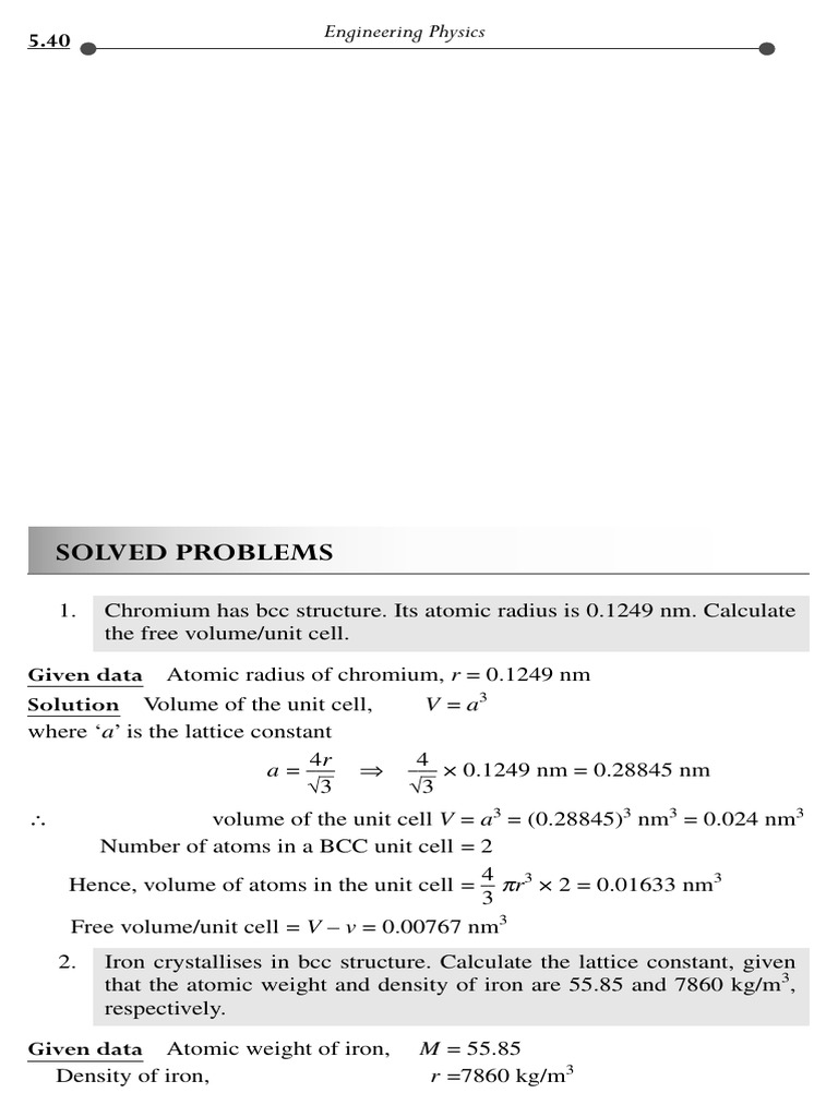Engineering Physics: Solved Crystallography Problems | PDF | Crystal ...