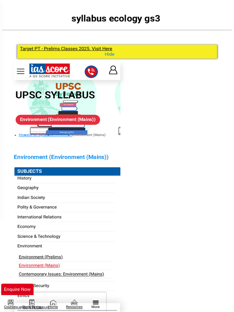 Upsc Syllabus | PDF | Ecosystem | Natural Environment