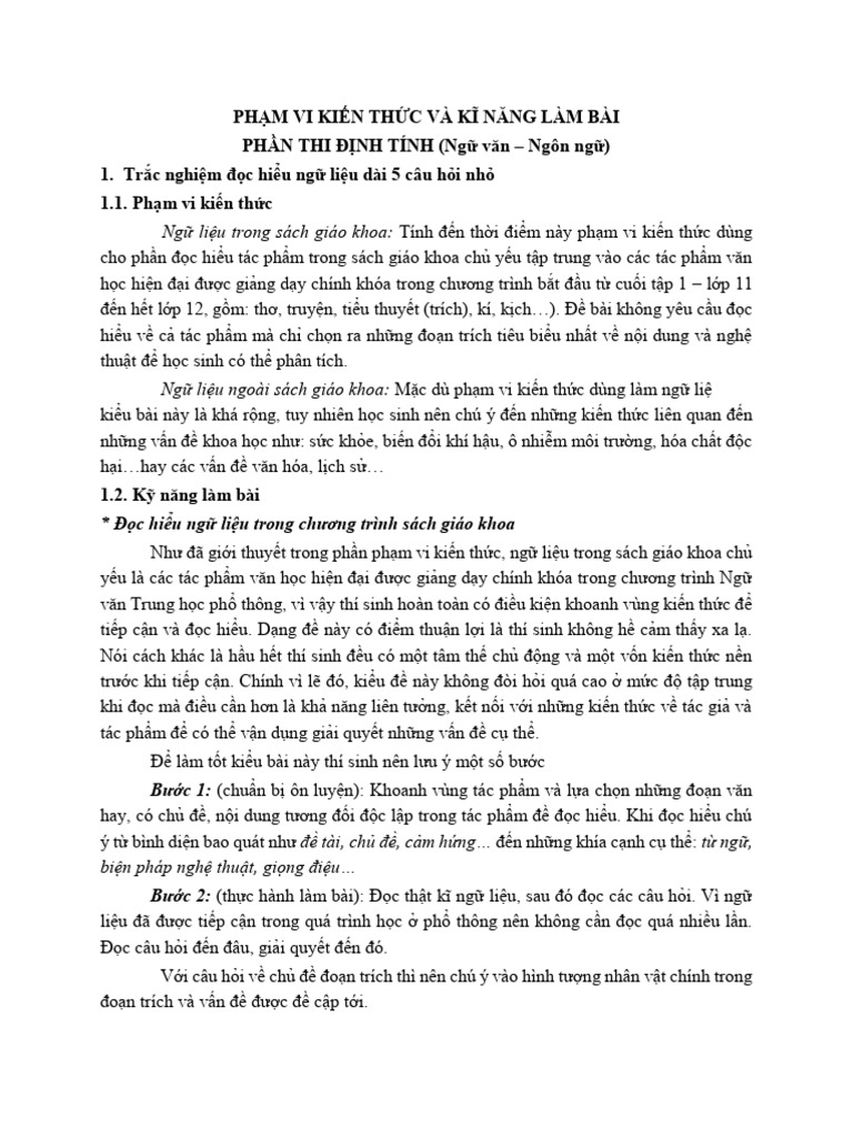 Pham Vi Kien Thuc Va Ki Nang Lam Bai | PDF