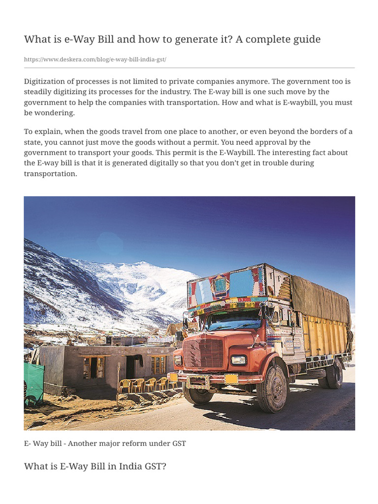 e-Way Bill: Complete Generation Guide | PDF