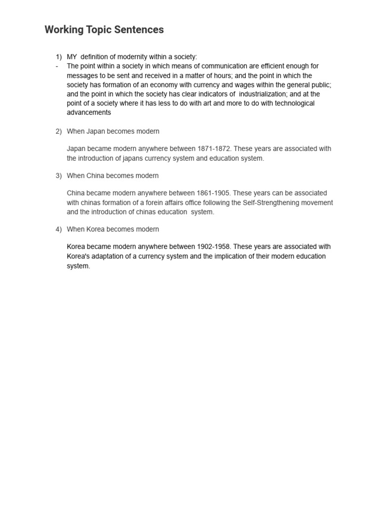 Working Topic Sentences | PDF