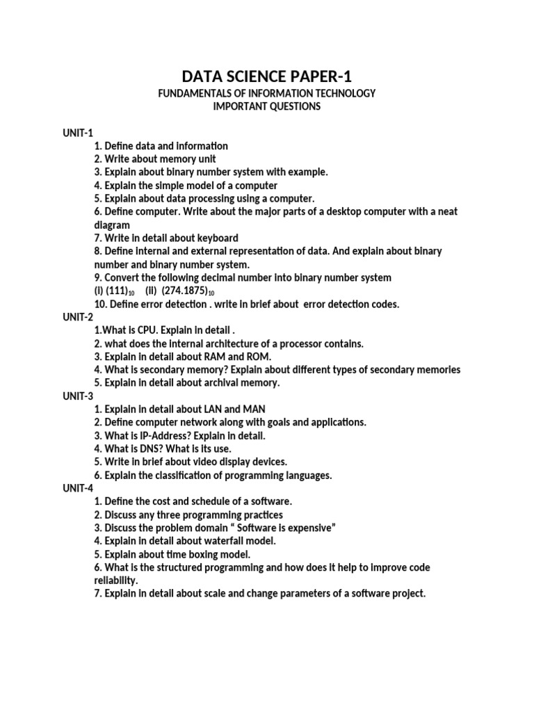 DATA SCIENCE PAPER-1 | PDF