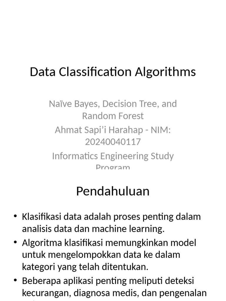 Algoritma Klasifikasi | PDF