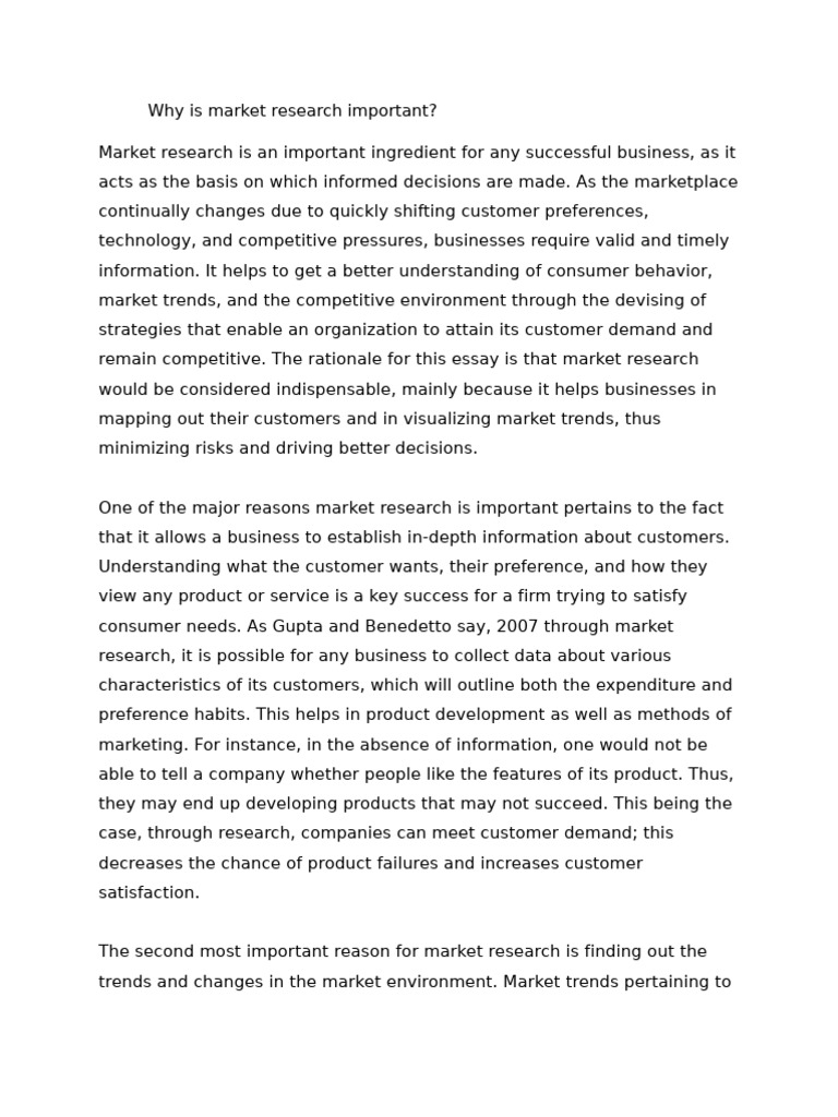 Importance of Market Research for Success | PDF | Marketing Research ...