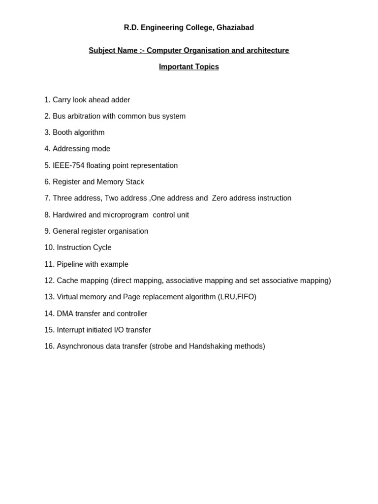 COA Important Topics | PDF