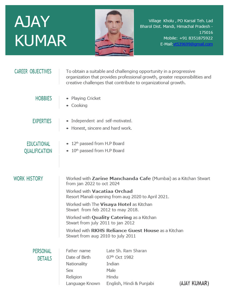 Ajay Kumar's Resume and Career Overview | PDF