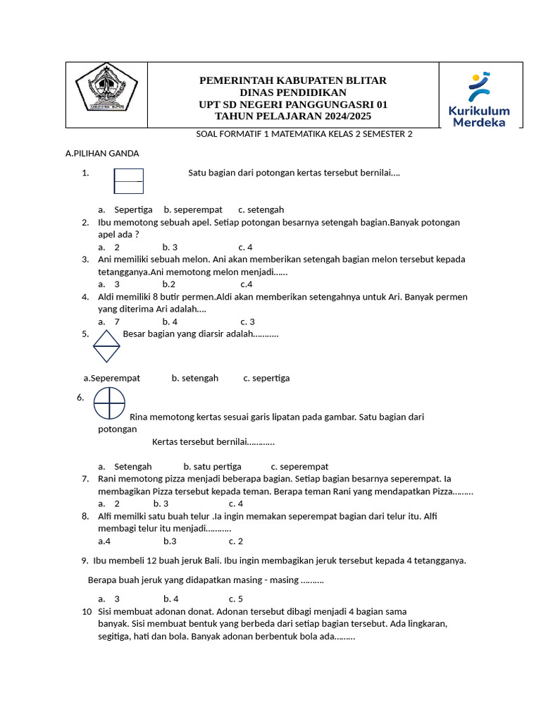 Kumpulan Soal Formatif Sem.2 | PDF