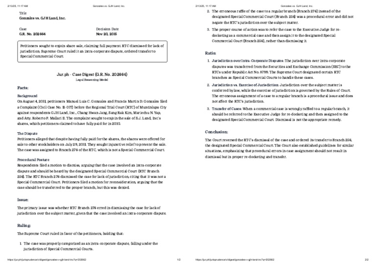 Gonzales vs. GJH Land, Inc_ | PDF | Complaint | Jurisdiction