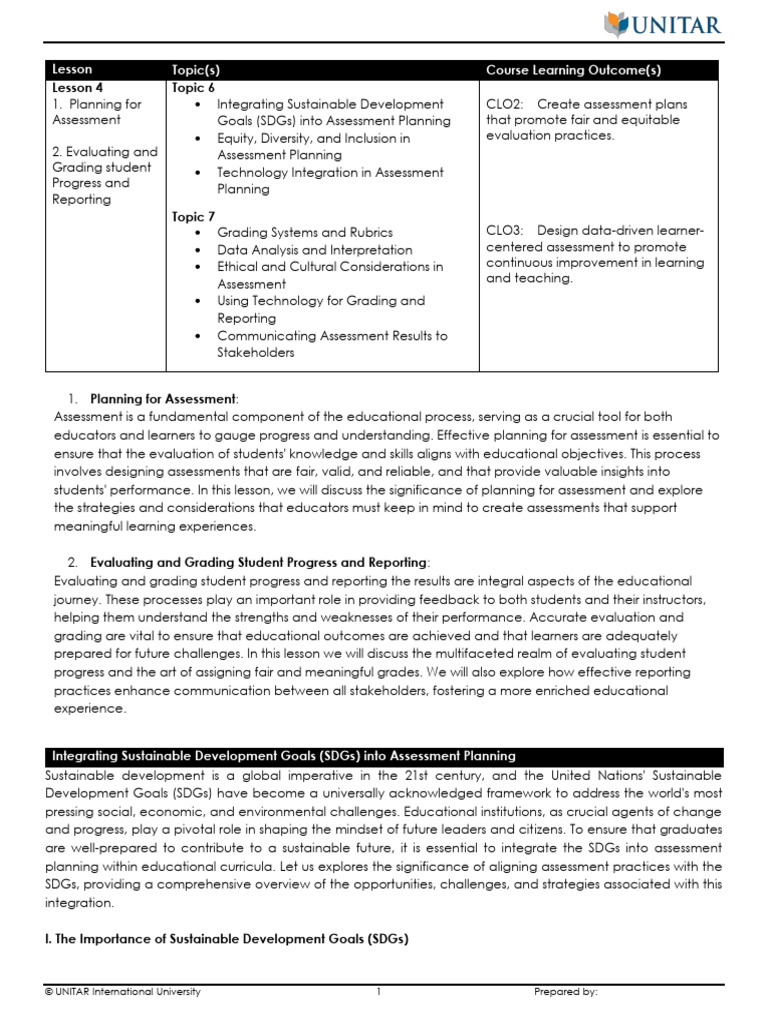 EDU87055.Assessment in Teaching and Learning LESSON 4 | PDF ...