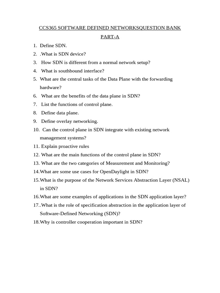 CCS365 Software Defined Networksquestion Bank | PDF