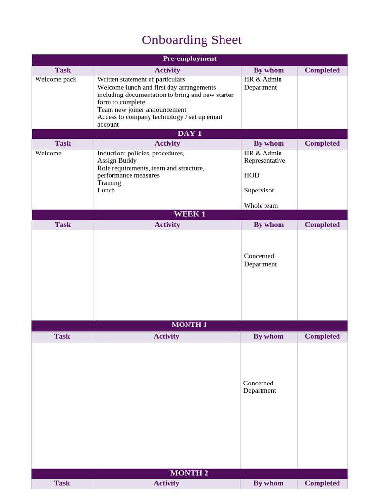Onboarding Sheet (1) | PDF | Employee Relations | Industrial And ...