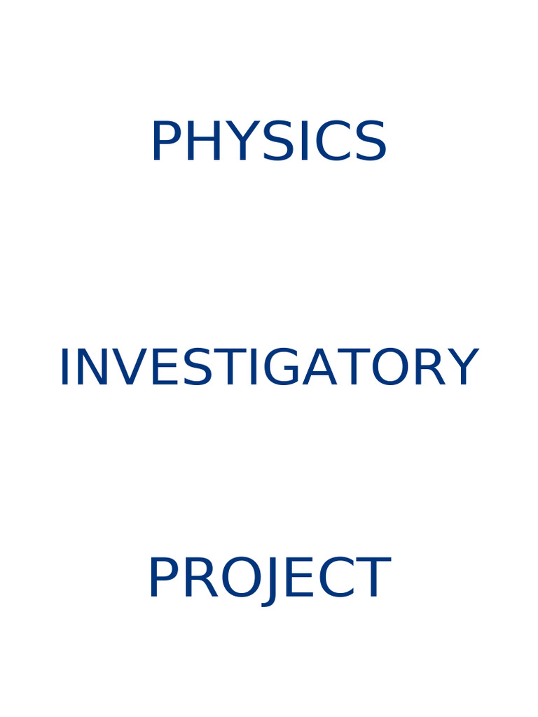 Physics Investigatory Project | PDF | Refraction | Light