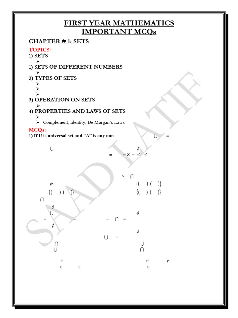 XI Important MCQs (For Board Exam) | PDF | Trigonometric Functions ...