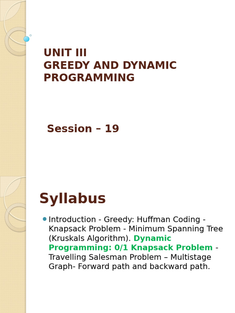 UNIT III - Session 19 | PDF | Theoretical Computer Science | Algorithms