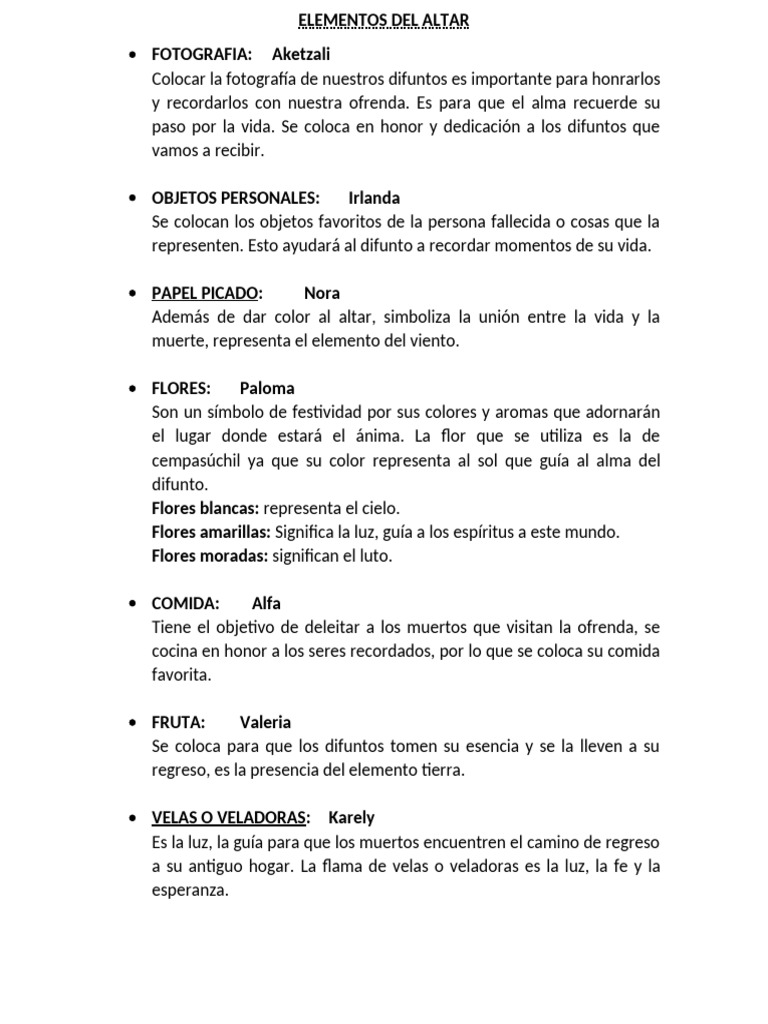 Elementos y significados del altar de muertos | PDF | Altar