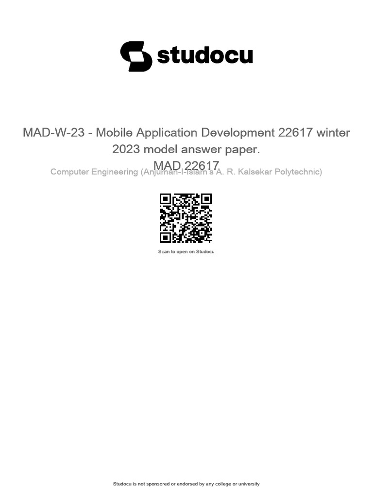 Mobile App Development Model Answers 2023 | PDF | Android (Operating ...