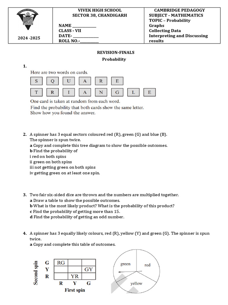 Revision WS-5 - Graphs, Probability, Collecting Data, Interpreting n ...