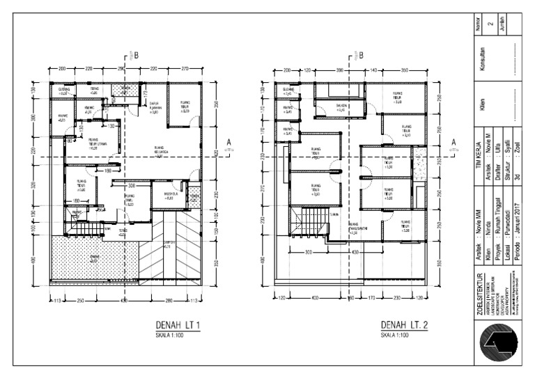 02.denah LT 1 Dan LT 2 Ninda | PDF