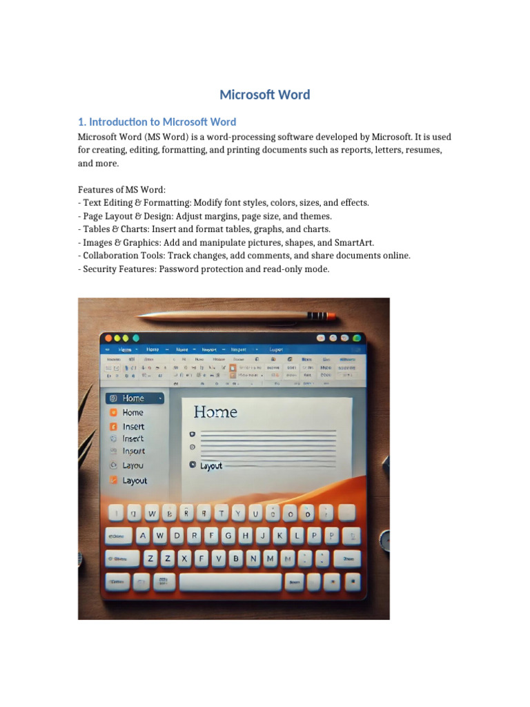 MS Word Complete Notes With Images | PDF | Microsoft Word | Software