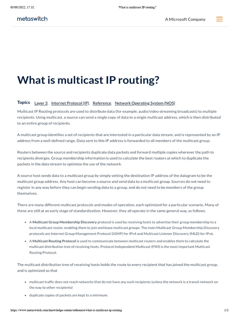 What Is Multicast IP Routing | PDF | Internet Protocols | Multicast