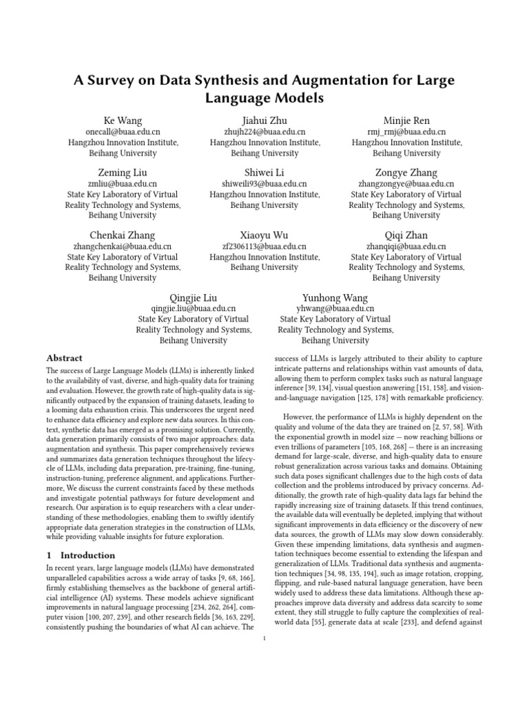 A Survey on Data Synthesis and Augmentation for Large Language Models | PDF | Data | Learning